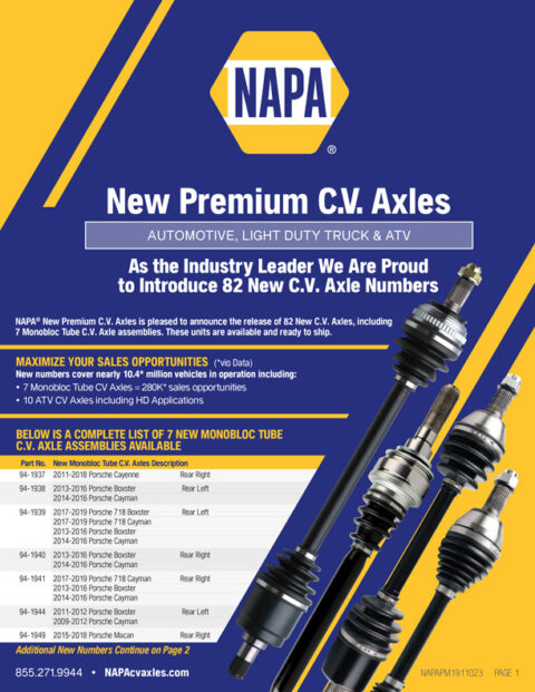Expanded Coverage: 82 New C.V. Axle Numbers - NAPA New Premium C.V. Axles